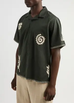 WAX LONDON Didcot Appliquéd Cotton-blend Shirt