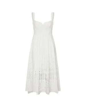 SELF-PORTRAIT Self Portrait Cotton Broderie Midi Dress - White