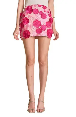 Endless Rose Floral Embroidered Mini Skirt - Pink