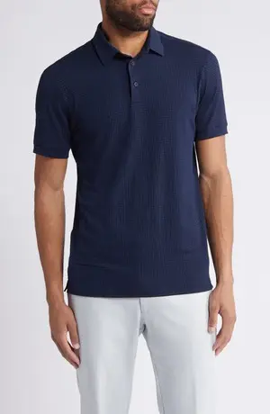 Mizzen+main Copa Trim Fit Stripe Performance Polo - Navy Solid