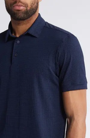 Mizzen+main Copa Trim Fit Stripe Performance Polo - Navy Solid