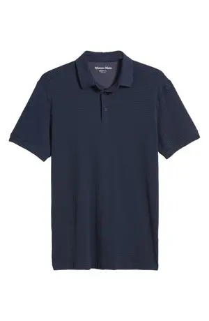 Mizzen+main Copa Trim Fit Stripe Performance Polo - Navy Solid