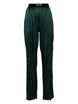 TOM FORD Logo Waistband Pajama Trousers Green