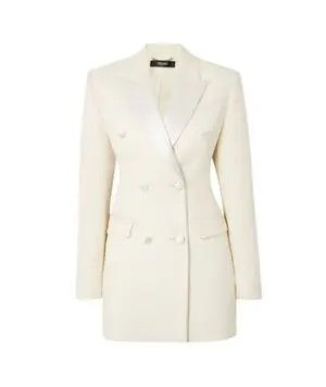 Versace Double-breasted Satin-trimmed Grain De Poudre Wool Mini Dress