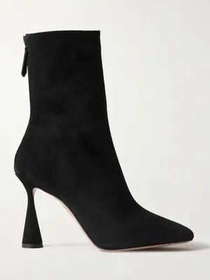 AQUAZZURA Amore 95 Suede Ankle Boots - Black