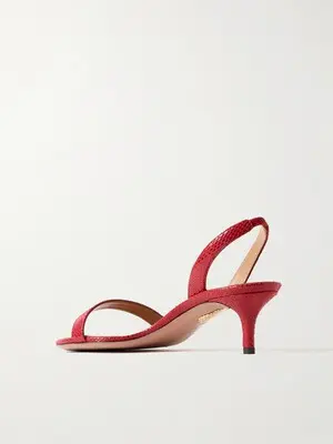 AQUAZZURA So Nude Lizard-effect Leather Slingback Sandals