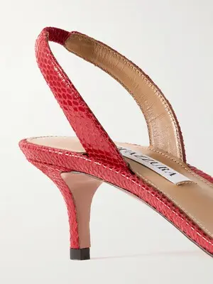 AQUAZZURA So Nude Lizard-effect Leather Slingback Sandals