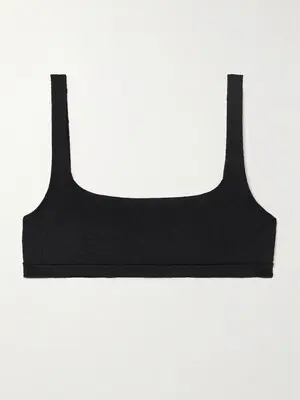 Loulou De Saison Hephaistos Stretch-cloqué Bikini Top - Black