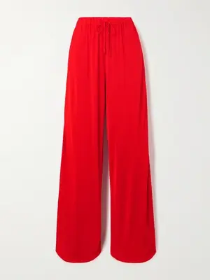 AZ FACTORY Aka Wide-leg Striped Satin Pajama Pants - Red
