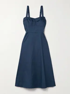 Veronica Beard Aila Cotton-blend Poplin Midi Dress