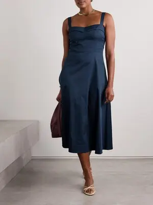 Veronica Beard Aila Cotton-blend Poplin Midi Dress