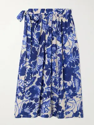 Cara Cara Braga Printed Cotton-poplin Midi Skirt - Blue