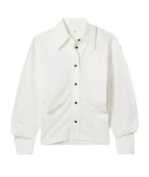 Co Gathered Cotton And Silk-blend Poplin Shirt