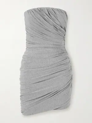 Attico Strapless Ruched Mini Dress - Gray