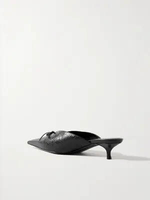 Balenciaga Knife Crinkled-leather Mules With Bows - Black