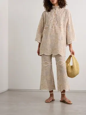 Miguelina Alegra Broderie Anglaise Cotton-voile Pants