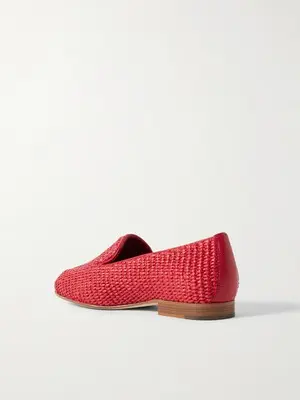 Manolo Blahnik Pitakara Raffia Loafers - Red