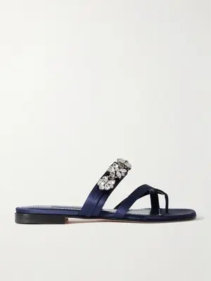 Manolo Blahnik Manolo Blahnik Perlusa Crystal-Embellished Sandals Blue