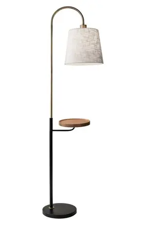 ADESSO Jeffrey Shelf Floor Lamp - Black/ Antique Brass
