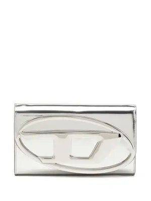 DIESEL 1dr Leather Wallet-on-chain - Silver