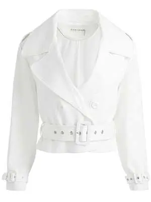 Alice + Olivia Keith Cropped Trench Jacket - White