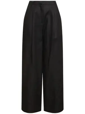 Posse POSSE Leon High-Waisted Linen Trousers - Black