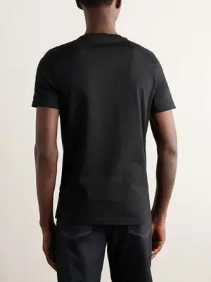 Versace Slim-fit Logo-embroidered Cotton-jersey T-shirt - Black
