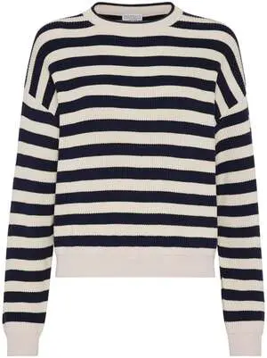 BRUNELLO CUCINELLI Striped Cotton-Knit Jumper