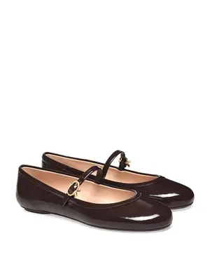 Brown Patent Faux Leather Flats