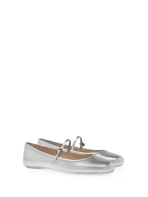 GIANVITO ROSSI Carla Ballerina Flats - Silver Nappa Leather