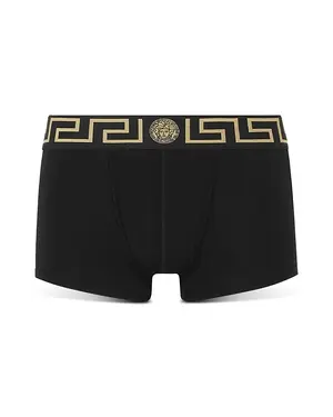 Versace Topeka Cotton Low Rise Logo Trunks - Black-gold
