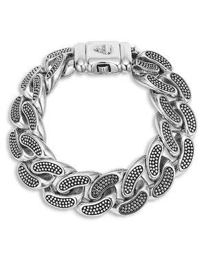 Lagos Sterling Anthem Caviar Bead Curb Link Bracelet - Silver