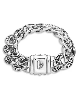 Lagos Sterling Anthem Caviar Bead Curb Link Bracelet