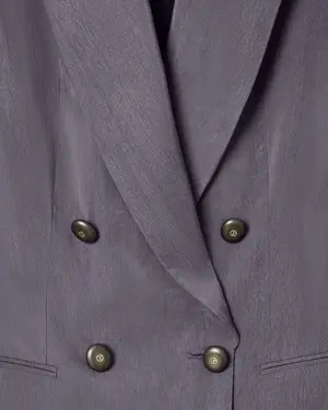 Giorgio Armani Washed Silk Double-breasted Jacket - Grey