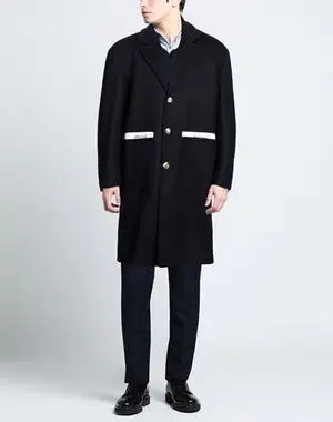 Palm Angels Single-breasted Flannel Coat - Blue