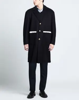 Palm Angels Single-breasted Flannel Coat - Blue