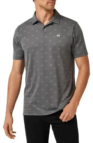 Travis Mathew Final State Geo Pattern Polo - Dark Olive