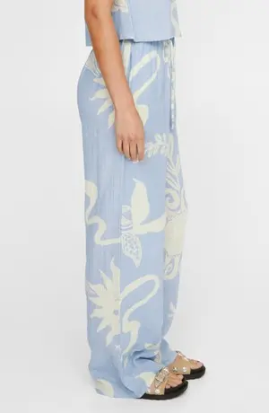 Nasty Gal Printed Cotton Drawstring Straight Leg Pants