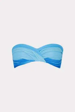 MILLY CABANA Sunset Stripe Twist Bandeau Top - Blue