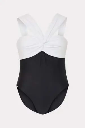 MILLY CABANA Milly Cabana Betsy Color Block One Piece White/black