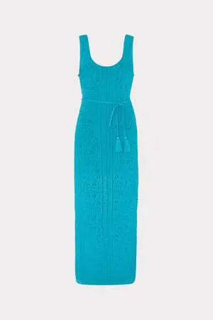 MILLY Pointelle Knit Midi Dress - Bright Blue