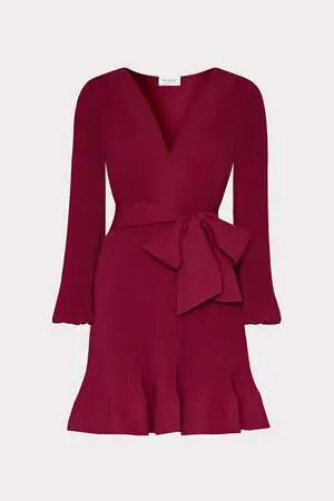 MILLY Liv Pleated Mini Dress - Wine