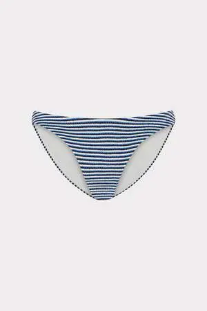 MILLY CABANA Margot Textured Stripe Bikini Bottom - Navy