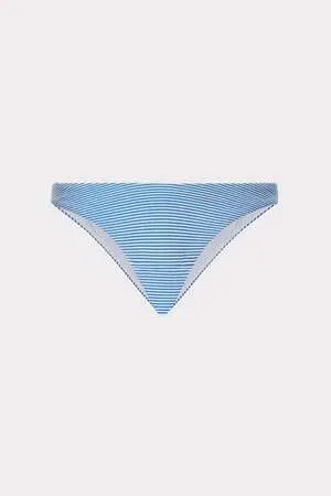 MILLY CABANA Margot Textured Stripe Bikini Bottom Navy/white