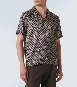 Frescobol Carioca Roberto Printed Silk Bowling Shirt