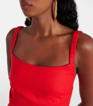 SIR. Primrose Ruched Linen Maxi Dress - Red