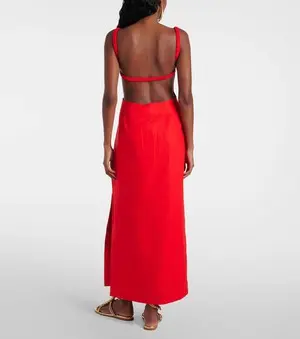 SIR. Primrose Ruched Linen Maxi Dress