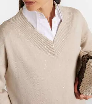 Brunello Cucinelli Embellished Cashmere And Silk Sweater