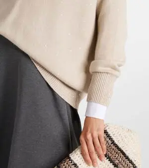 Brunello Cucinelli Embellished Cashmere And Silk Sweater