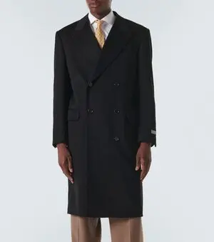 Canali Wool And Cashmere Overcoat - Black